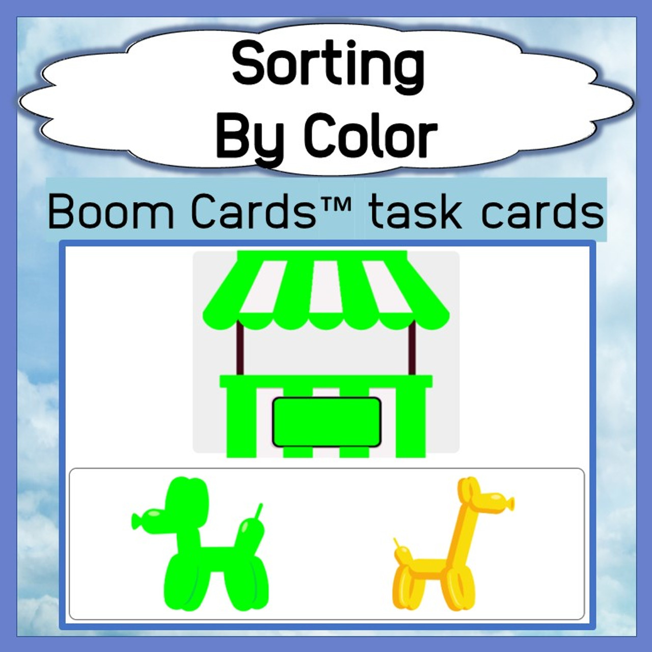 Sorting by Color: Carnival Colors - Level One - Boom Cards™