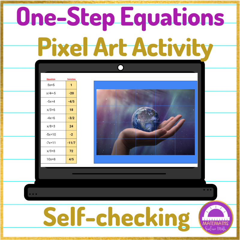 Earth Day Solving One Step Equations Pixel art Activity