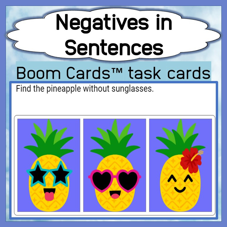 Negatives in Sentences - Summer Level One - Boom Cards™