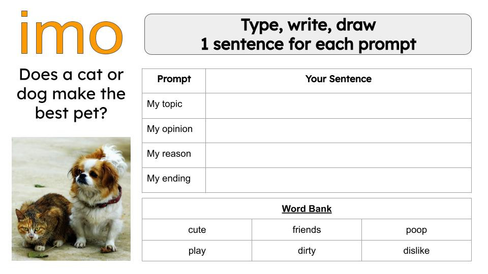 FREE Opinion Writing Prompt