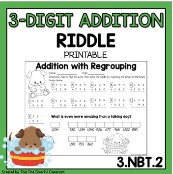 3-Digit Addition Math Riddle