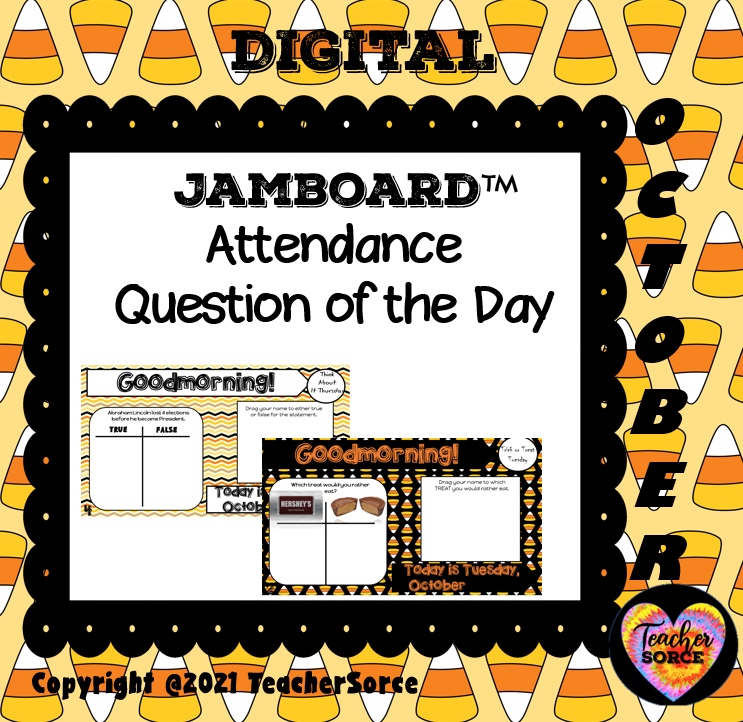 Attendance Tracker Question of the Day Jamboard October