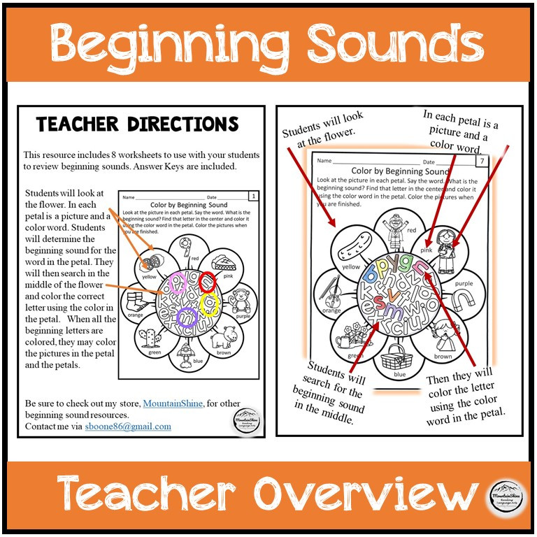Beginning Sounds Worksheets for PowerPoint or Print