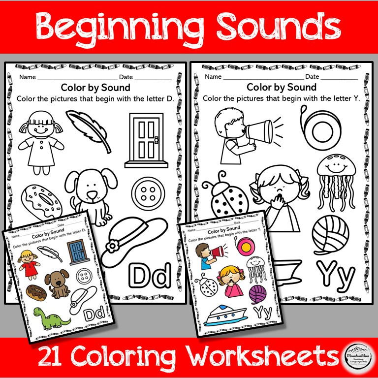 Beginning Sounds Worksheets for PowerPoint or Print