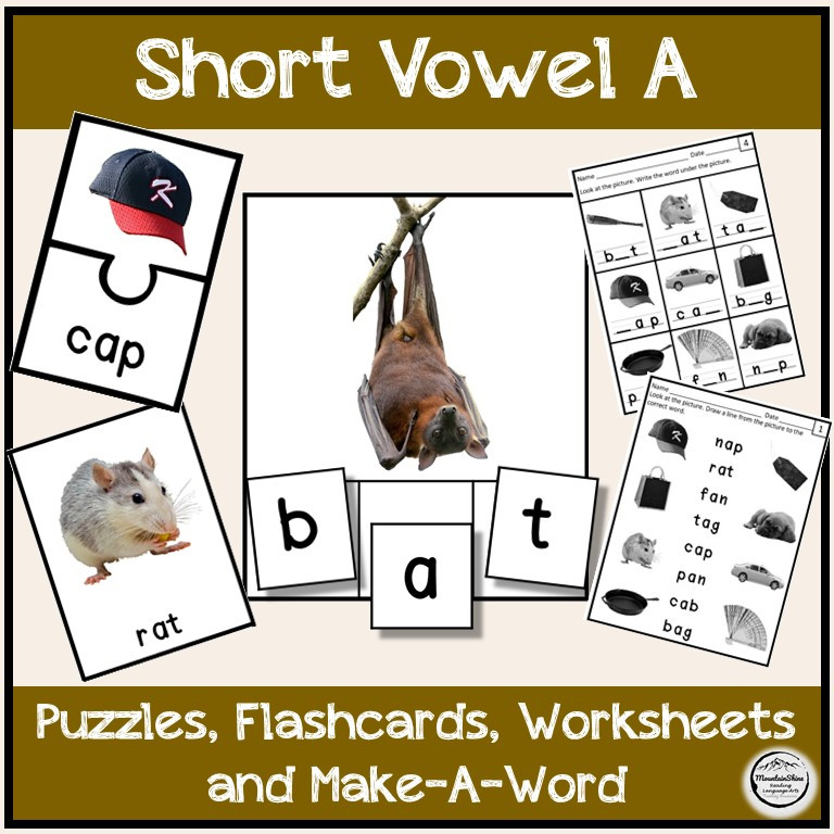 CVC Short Vowel A Bundle Make-A-Word, Puzzles, Worksheets & Flashcards