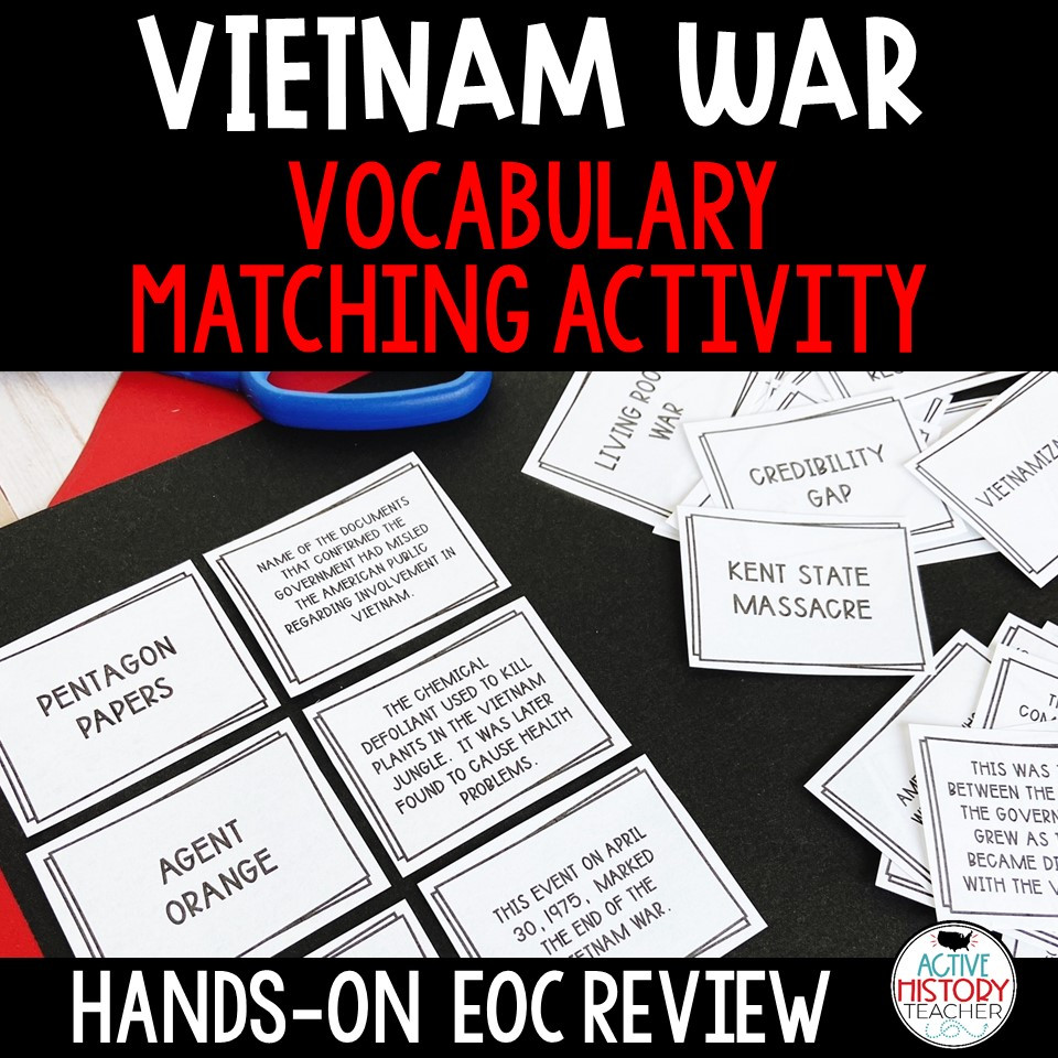 Vietnam Era Activity Vocabulary Matching Hands-On EOC Review
