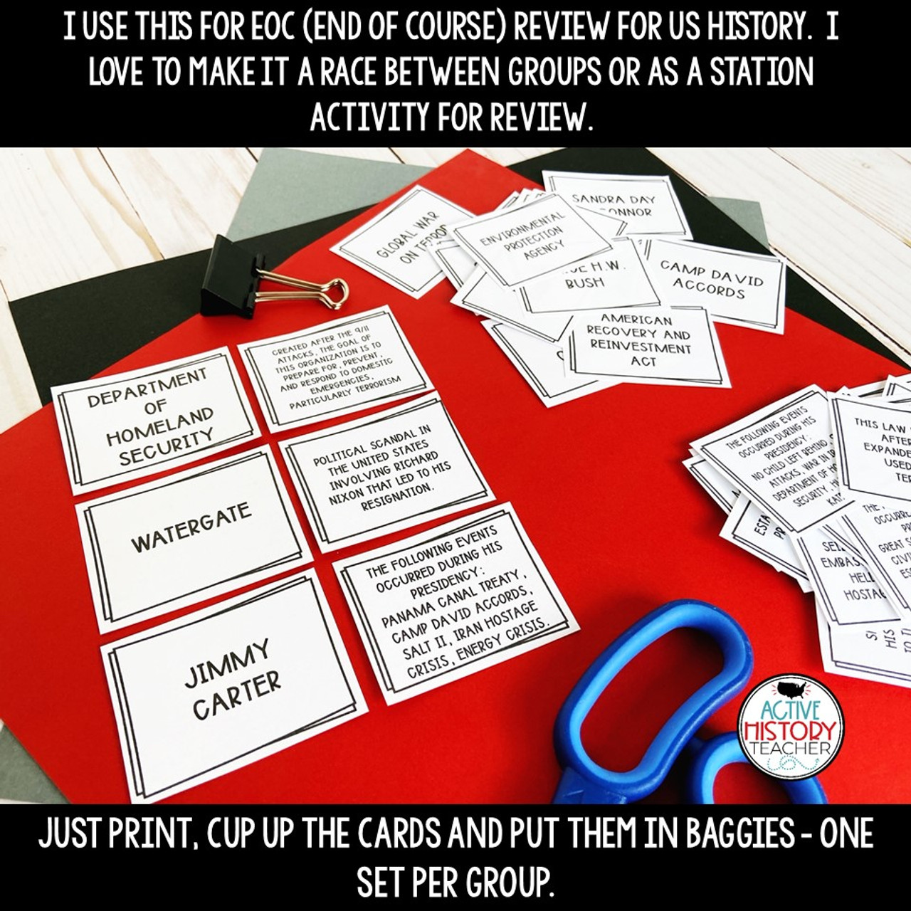 Modern America Activity Vocabulary Matching Hands-On EOC Review