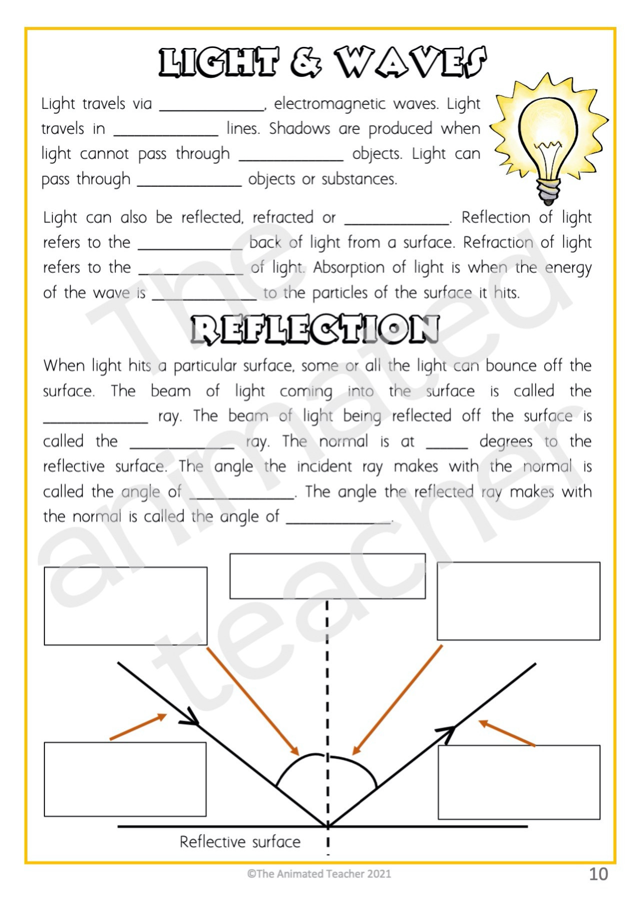Light & Waves Doodle note worksheets