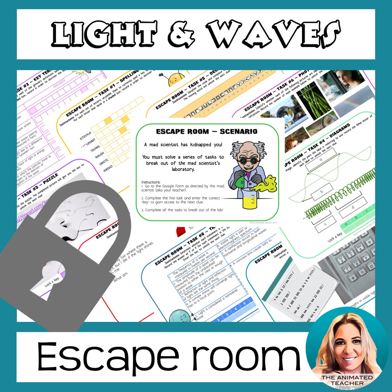Light & Waves Digital Escape Room for years 7, 8, 9