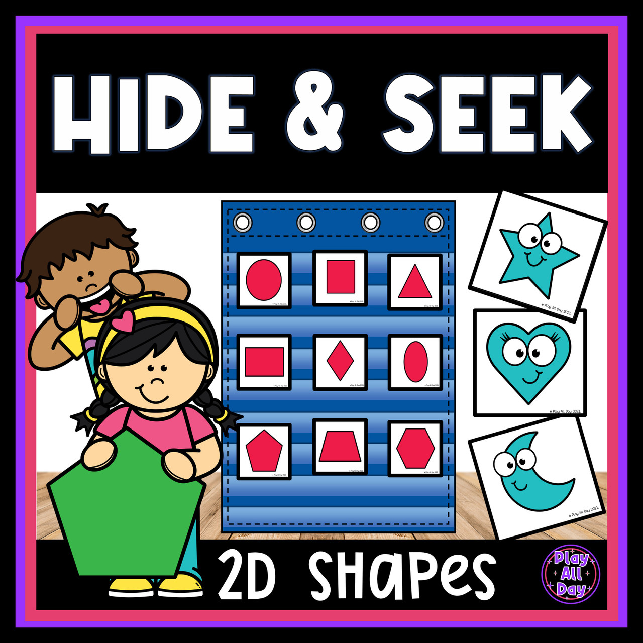 2D Shapes Hide & Seek | pocket Chart Game | 2D Shapes Recognition