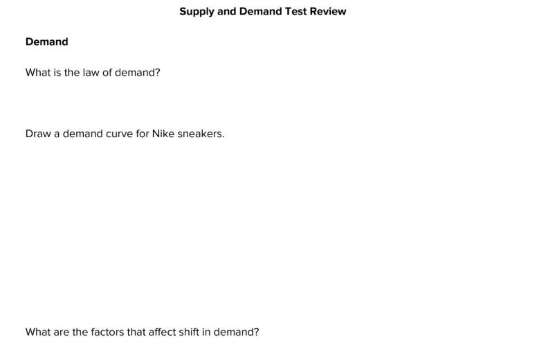 Supply and Demand Review Packet - Amped Up Learning