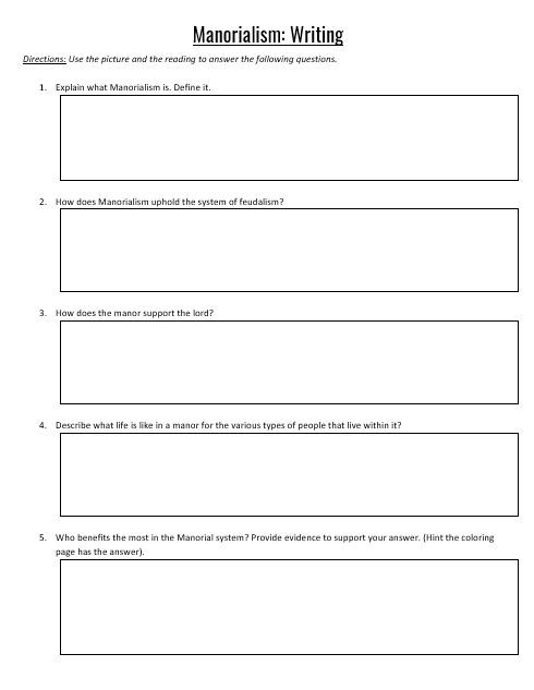 Manorialism: Reading, Writing and Coloring Activity Worksheet - Amped ...