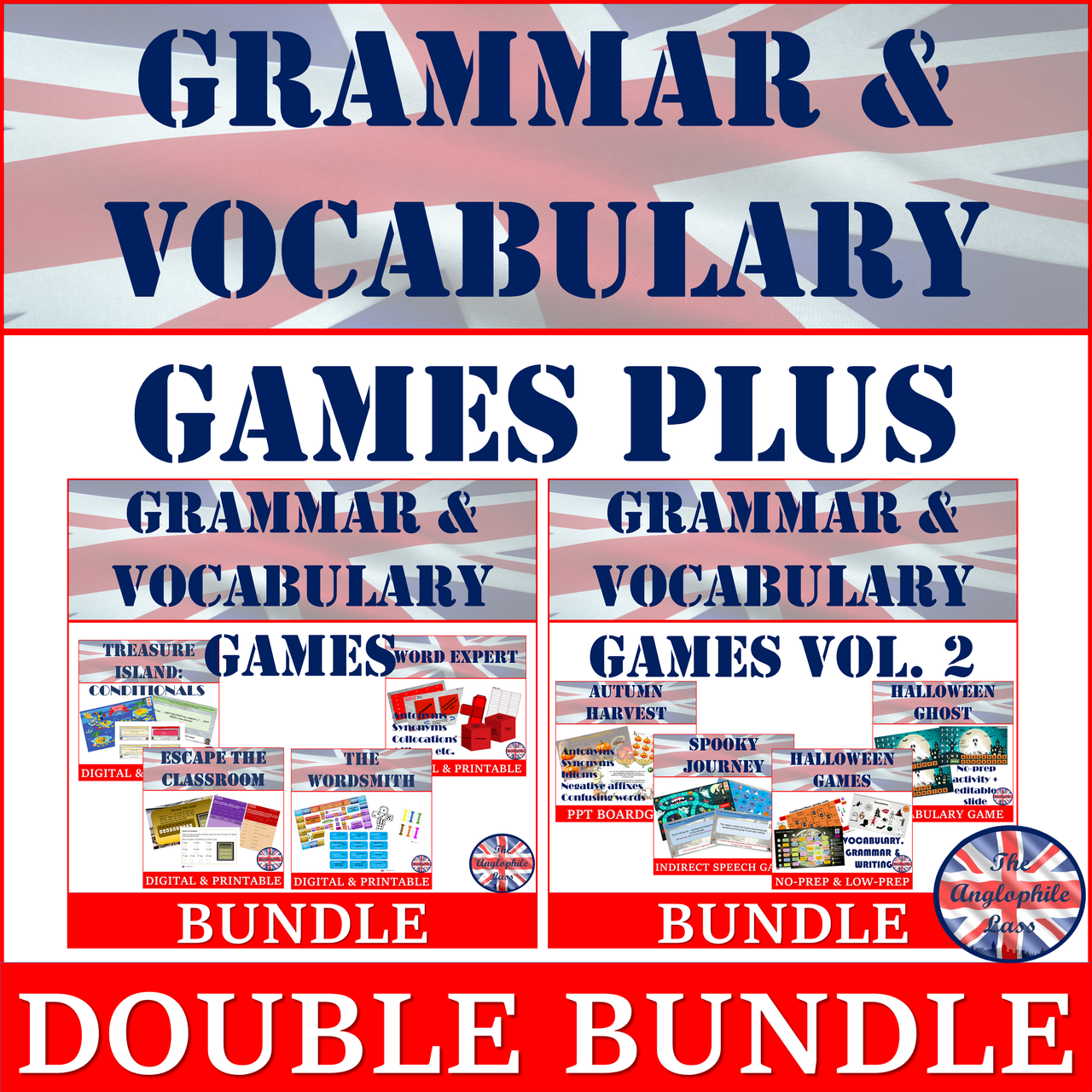 ELA digital games | High school grammar and vocabulary | DOUBLE BUNDLE ...