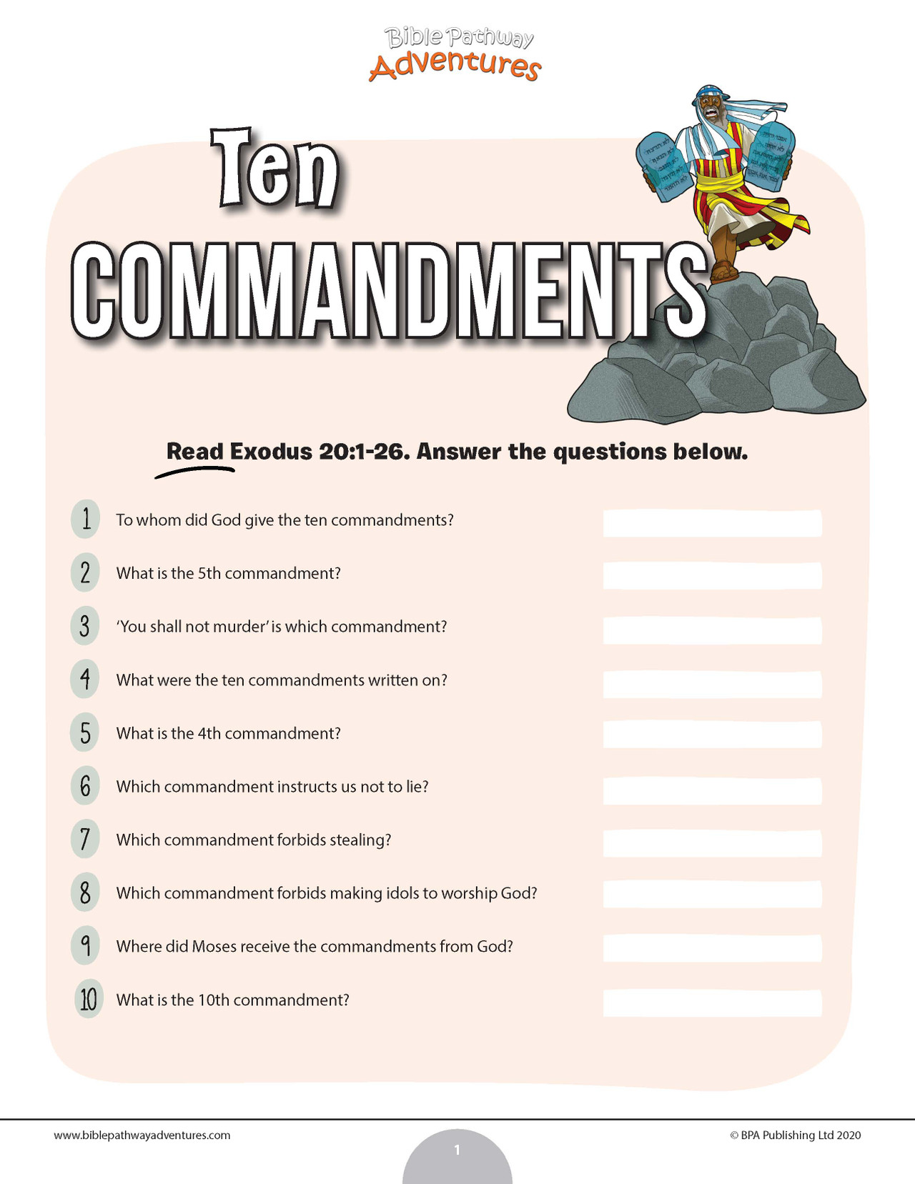 Ten Commandments Puzzle - Amped Up Learning