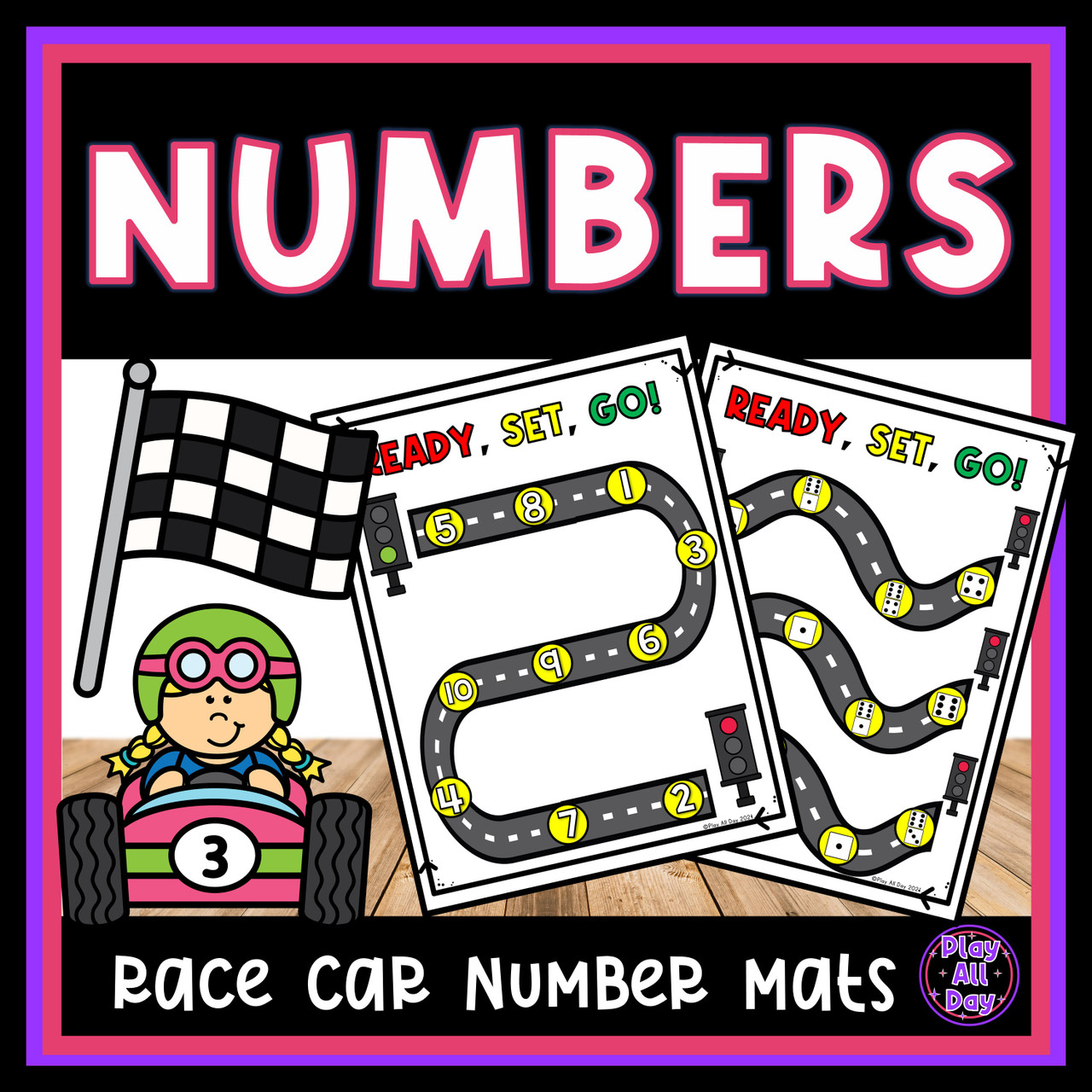 Race Car Number Mats for Numbers 1 to 10 | French Version Included!