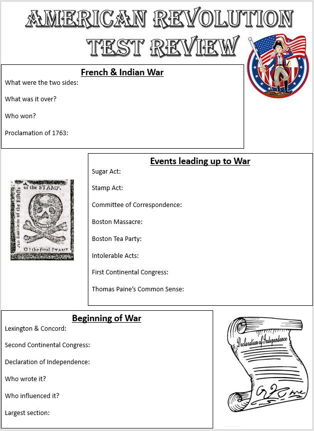 American Revolution Study Guide - Editable w/ Key - Amped Up Learning