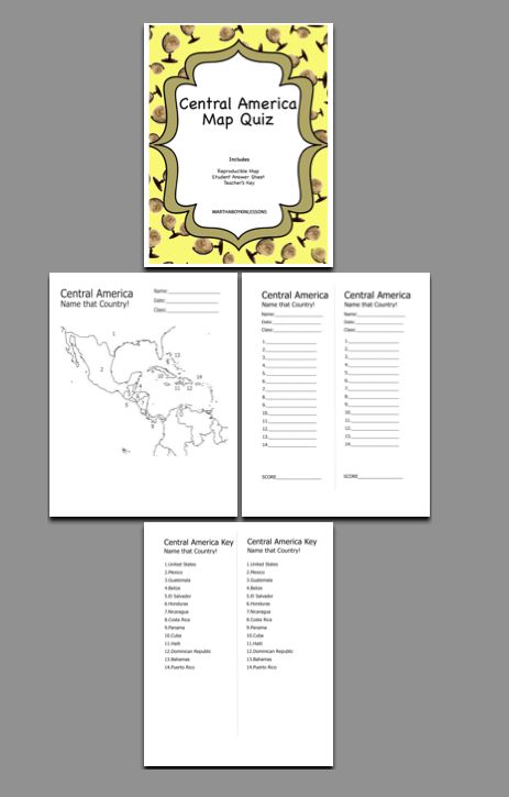 Middle School Geography: Central America Map Quiz