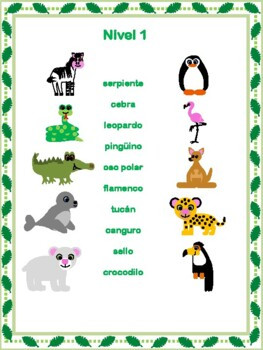 Spanish Zoo Animal Read and Match Worksheets