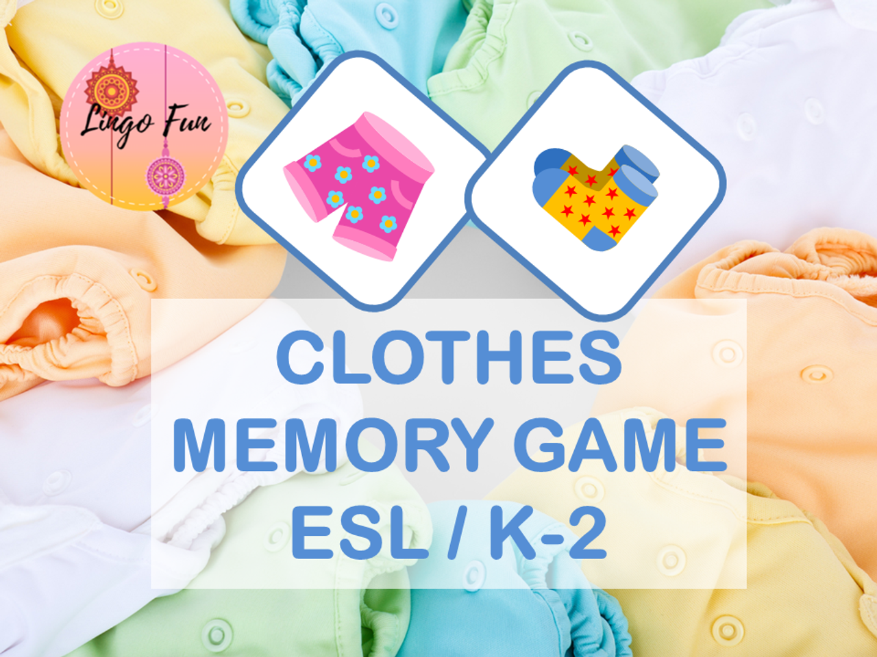 Clothes Vocabulary Memory Game for ESL