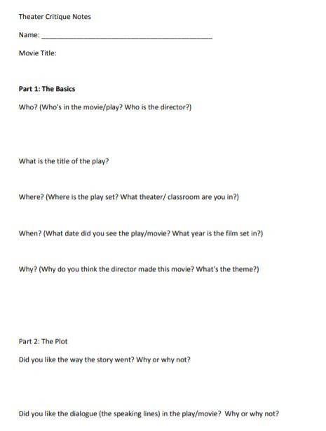 Modified Theater Critique for Visual and Performing Arts - PowerPoint ...