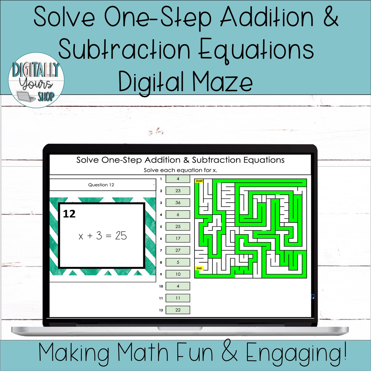 Solve Equations Using Addition & Subtraction Task Cards