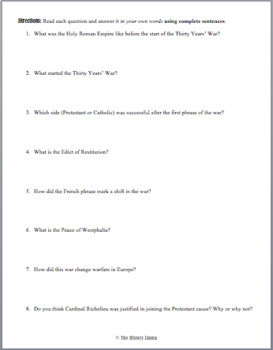 The Thirty Years' War Reading - Amped Up Learning