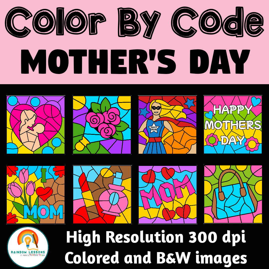 Mothers Day Color By Number Clipart | Mothers Day Clip Art | Mothers ...