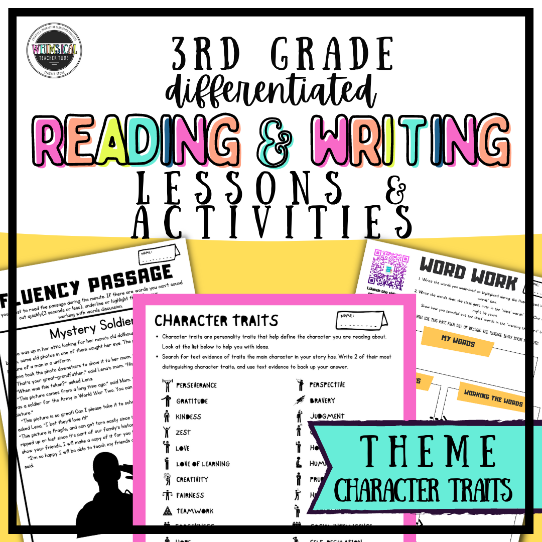 3rd Grade Differentiated Reading & Writing Lessons & Activities Family ...