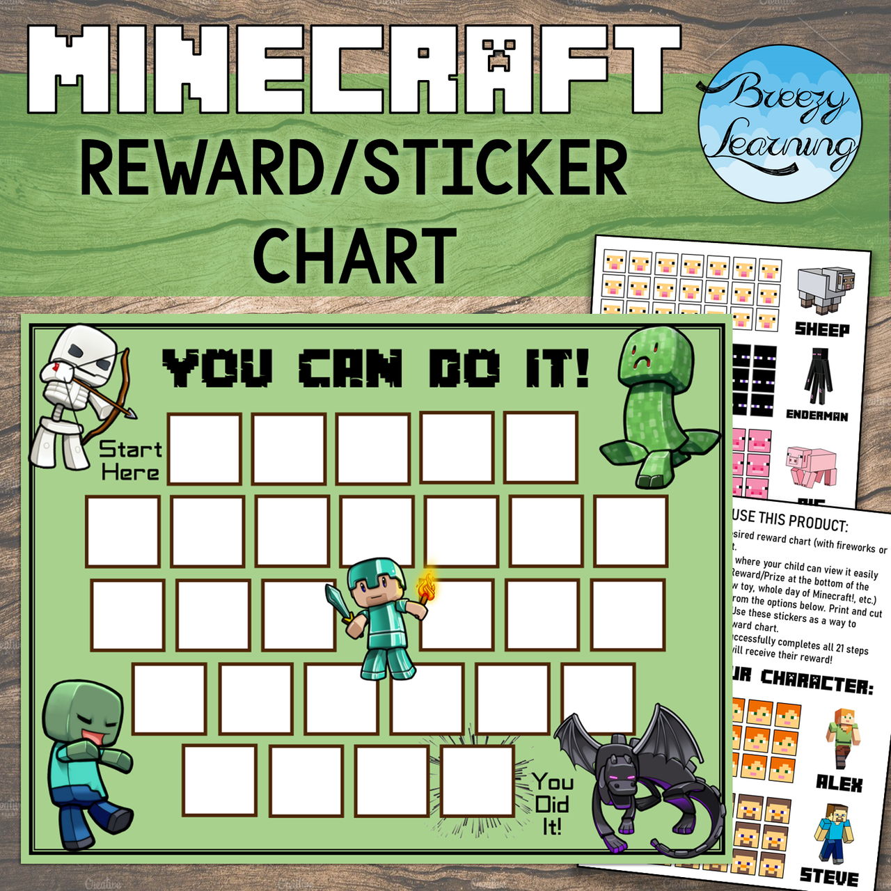 Reward Sticker Chart for Kids / Minecraft - Amped Up Learning