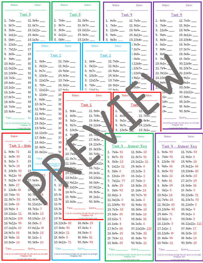 Free Multiplication Timed Tests