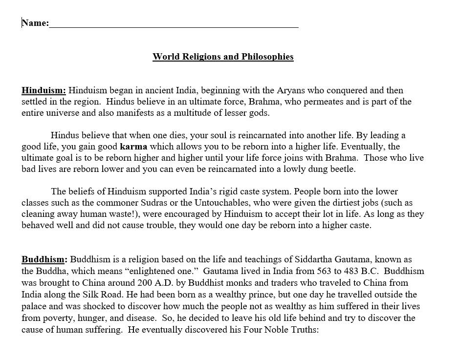 World Religions: Hinduism, Buddhism, Daoism, Christianity Comparison ...