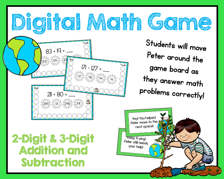 2 Digit Addition and Subtraction Earth Day Scavenger Hunt Around the ...