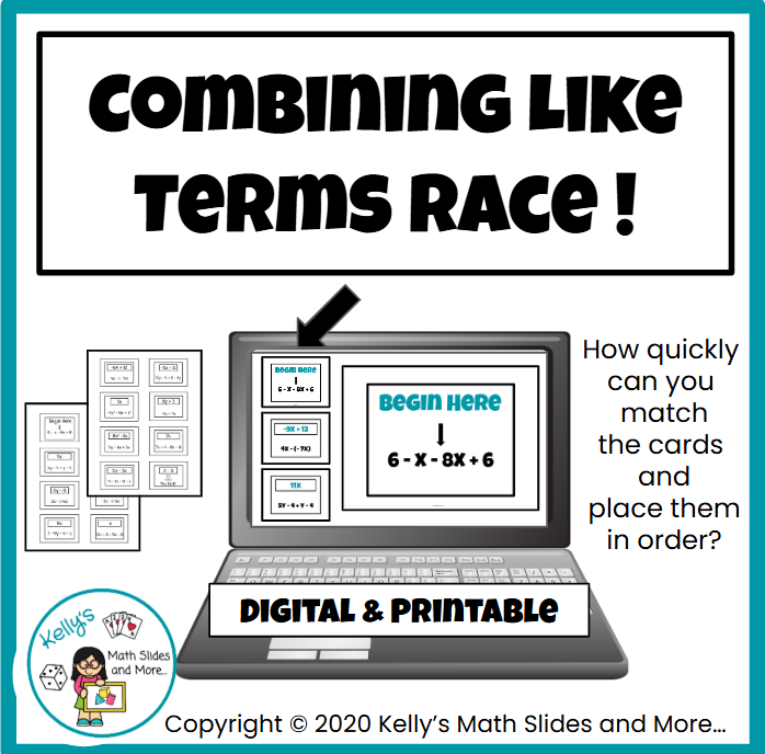 Thanksgiving Combining Like Terms Race - Amped Up Learning