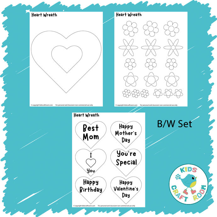 Valentine's Heart Wreath Craft with Acrostic Poem Templates