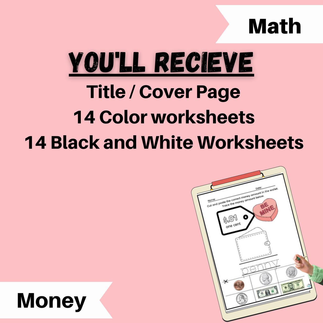 Summer Identify Count and Match Money Life Skill Worksheets