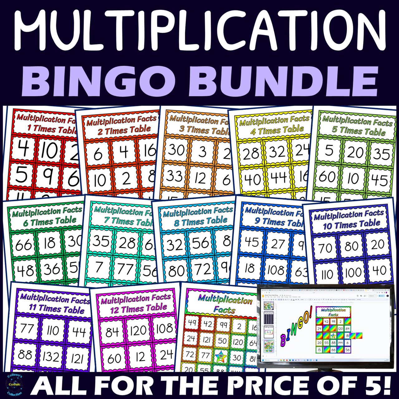 Multiplication Facts Activities BUNDLE - Times Table Bingo Games