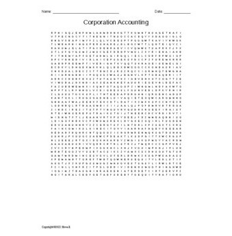 Corporation Accounting Vocabulary Word Search - Amped Up Learning