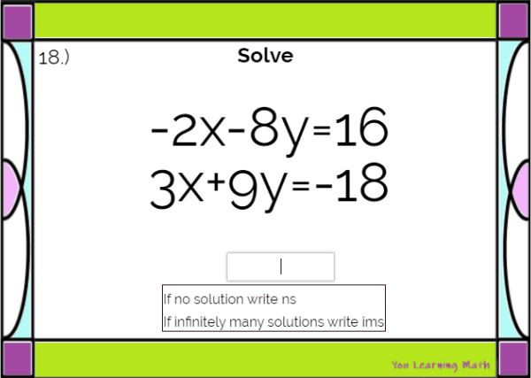 Solving Systems of Linear Equations using Elimination: BOOM CARDS + 20 ...