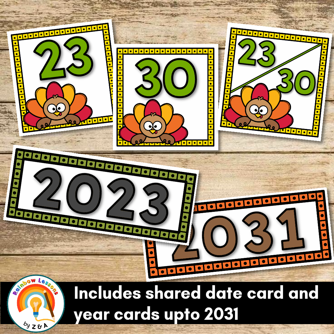 November Calendar Numbers | Fall Calendar Number Cards - Amped Up Learning