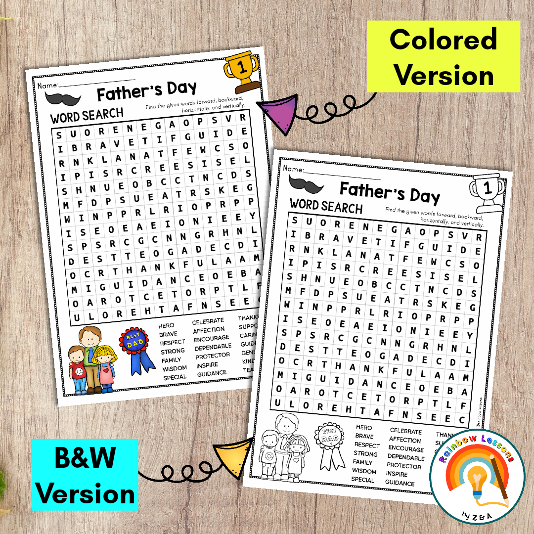 Fathers Day Word Search Puzzle | Fathers Day Activities | Fathers Day ...