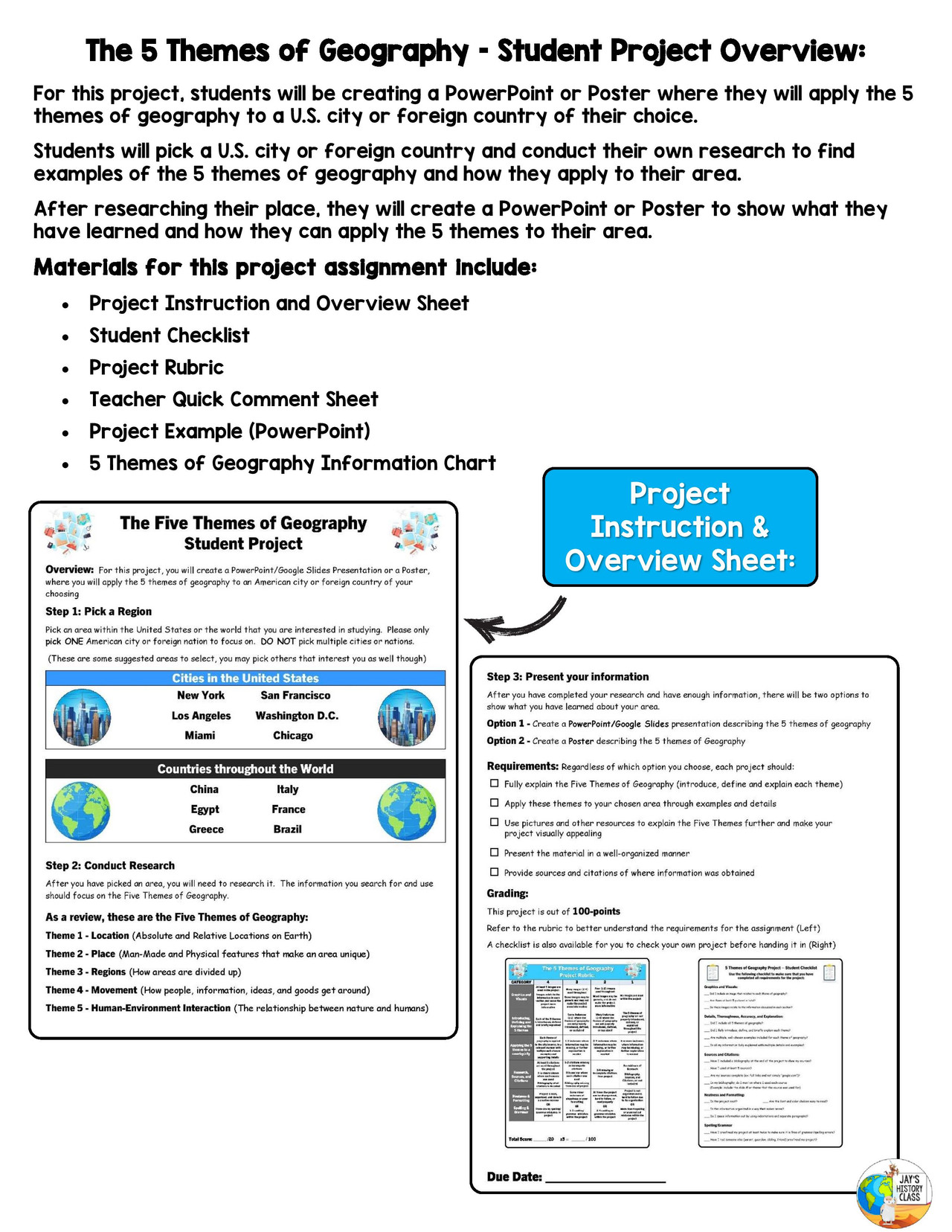 5 Themes of Geography Unit