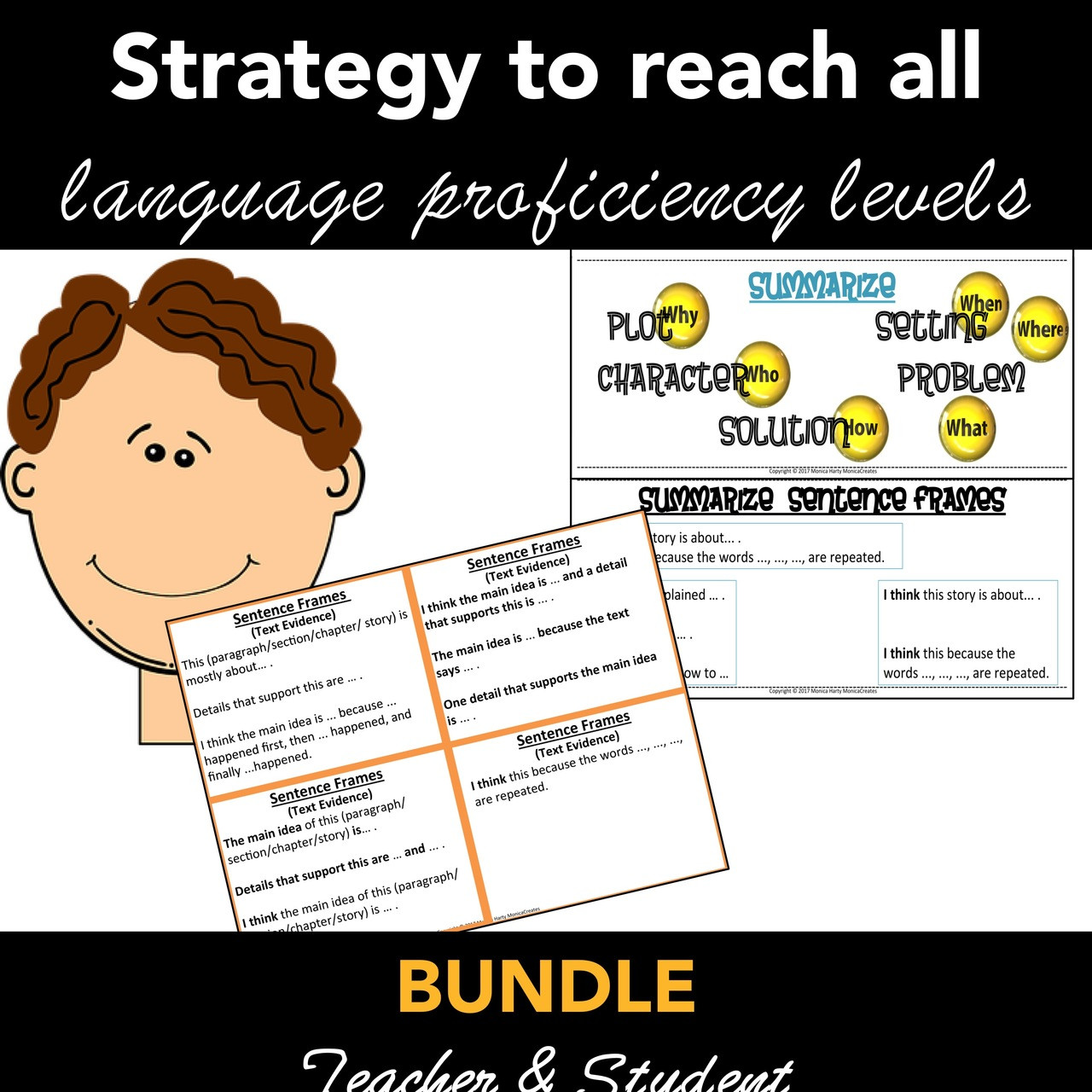 Sentence Frames BUNDLE Teacher & Student Task Cards - Amped Up Learning