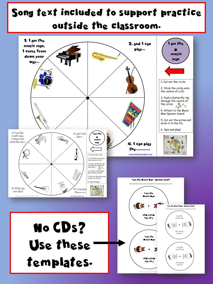 I am the Music Man - Spinner game craft - Musical instruments ...