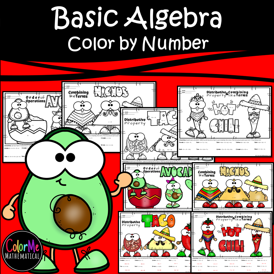 Cinco De Mayo Basic Algebra Color By Number Worksheets - Amped Up Learning