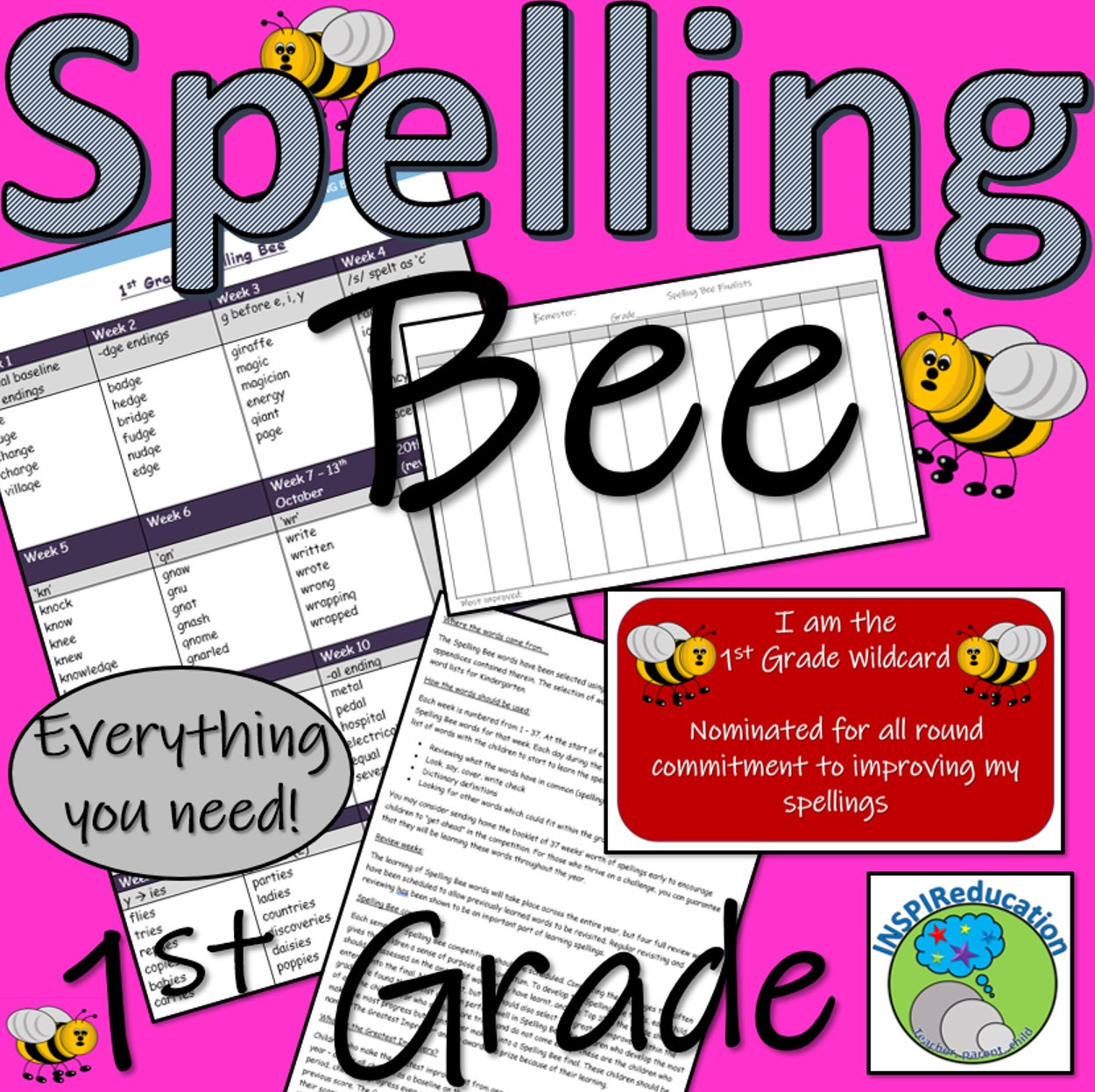 1st Grade Spelling Bee - All You Need - Amped Up Learning