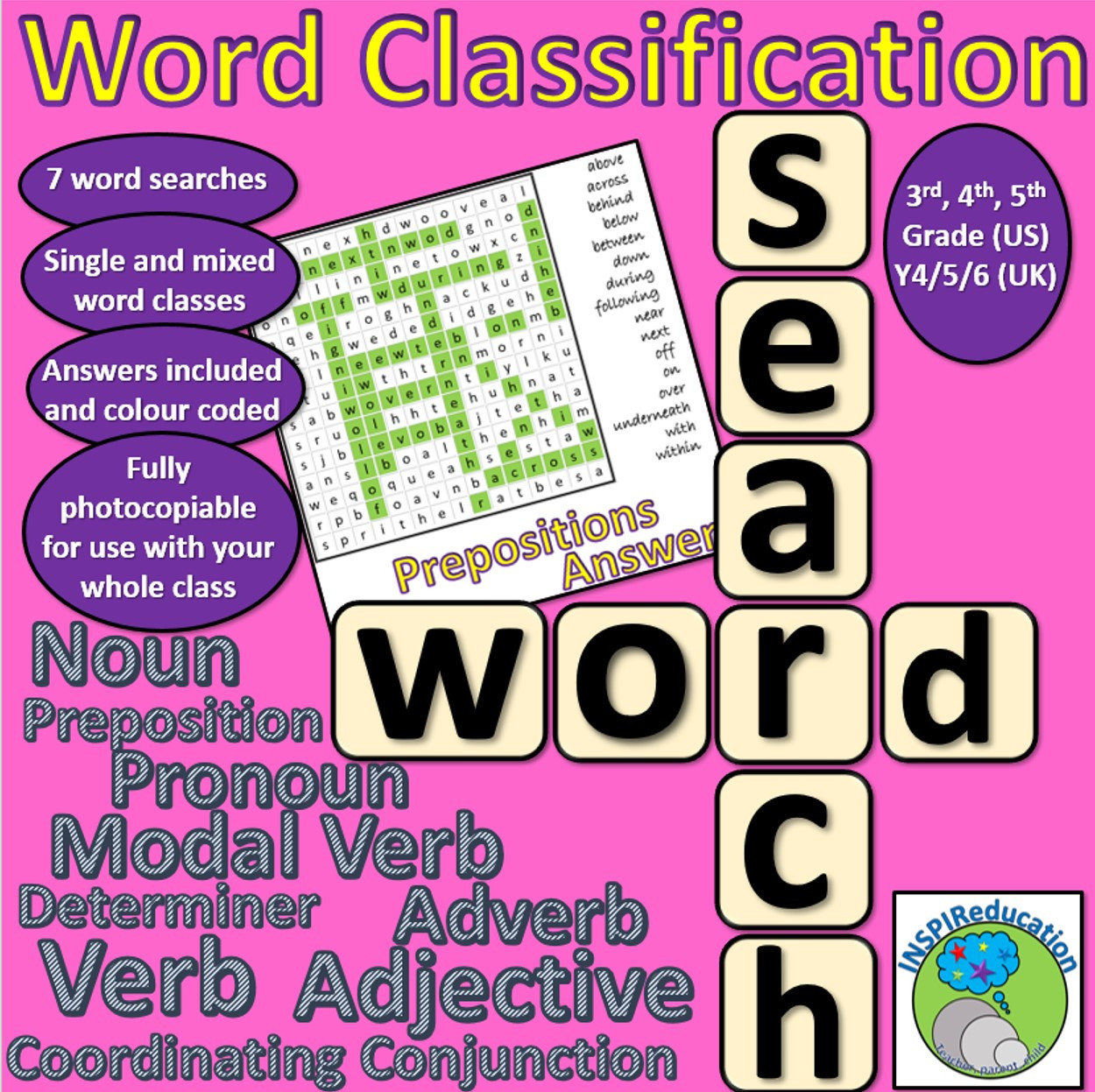 Word Classifications - 7 Word Searches exploring different word ...