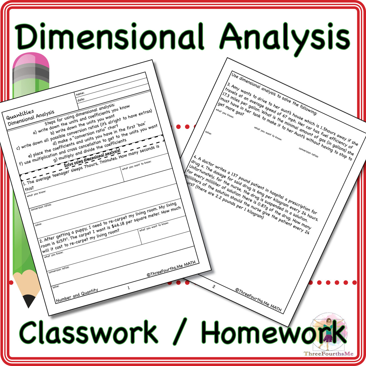 Dimensional Analysis Classwork / Homework - Amped Up Learning