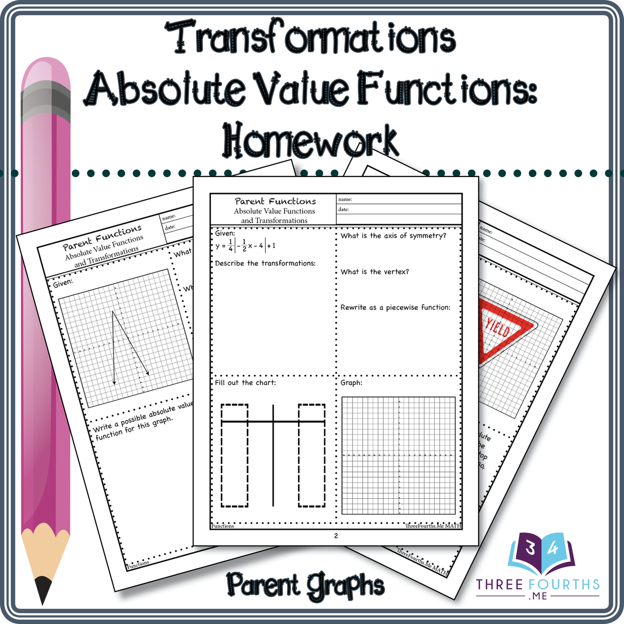Absolute Value Function Transformations Homework - Amped Up Learning