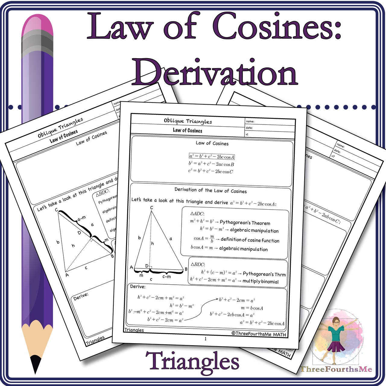 Law of Cosines Derivation Notes - Amped Up Learning