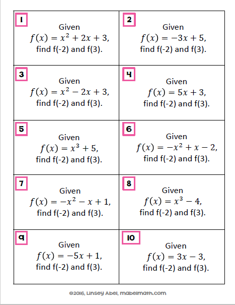 Function Notation Card Match - Amped Up Learning